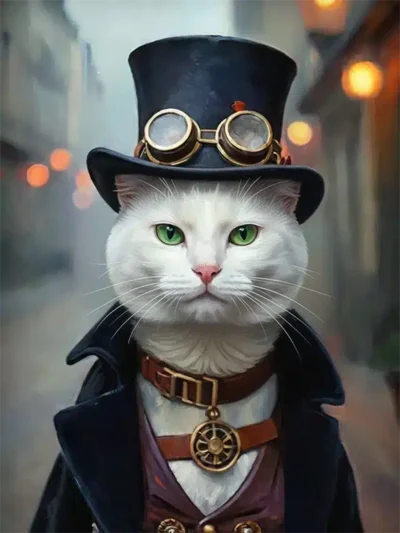 Portrait Chat Old School - Mon Animal est Fantastique